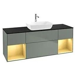 Villeroy & Boch Villeroy und Boch Finion Waschtischunterschrank G862HFGM 160cm, Abdeckplatte black matt, Emotion, Regale Gold matt lacquer, Olive Matt Lacquer