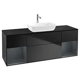 Villeroy & Boch Villeroy und Boch Finion Waschtischunterschrank G862HGPD 160cm, Abdeckplatte black matt, Emotion, Regale Midnight matt lacquer, Black matt lacquer