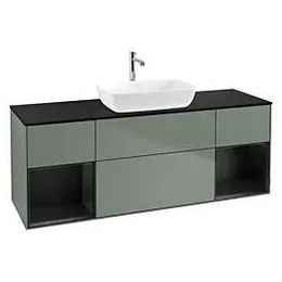 Villeroy & Boch Villeroy und Boch Finion Waschtischunterschrank G862PDGM 160cm, Abdeckplatte black matt, Emotion, Regale Black matt lacquer, Olive Matt Lacquer