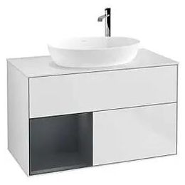 Villeroy & Boch Villeroy und Boch Finion Waschtischunterschrank G891HGMT 100cm, Abdeckplatte white matt, Emotion, Regale Midnight matt lacquer, White matt lacquer