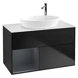 Villeroy & Boch Villeroy und Boch Finion Waschtischunterschrank G891HGPD 100cm, Abdeckplatte white matt, Emotion, Regale Midnight matt lacquer, Black matt lacquer