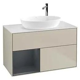 Villeroy & Boch Villeroy und Boch Finion Waschtischunterschrank G891HGHH 100cm, Abdeckplatte white matt, Emotion, Regale Midnight matt lacquer, Sand Matt Lacquer