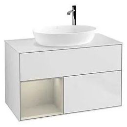 Villeroy & Boch Villeroy und Boch Finion Waschtischunterschrank G891HHMT 100cm, Abdeckplatte white matt, Emotion, Regale sand matt lacquer, White matt lacquer