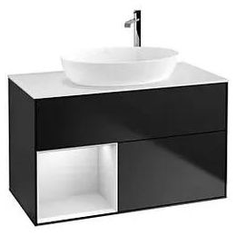 Villeroy & Boch Villeroy und Boch Finion Waschtischunterschrank G891MTPD 100cm, Abdeckplatte white matt, Emotion, Regale White matt lacquer, Black matt lacquer