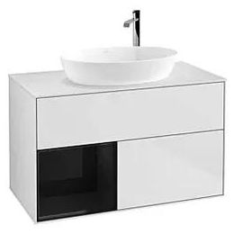 Villeroy & Boch Villeroy und Boch Finion Waschtischunterschrank G891PHMT 100cm, Abdeckplatte white matt, Emotion, Regale Glossy black lacquer, White matt lacquer