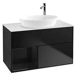 Villeroy & Boch Villeroy und Boch Finion Waschtischunterschrank G891PHPD 100cm, Abdeckplatte white matt, Emotion, Regale Glossy black lacquer, Black matt lacquer