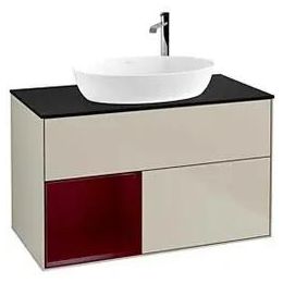 Villeroy & Boch Villeroy und Boch Finion Waschtischunterschrank G892HBHH 100cm, Abdeckplatte black matt, Emotion, Regale Peony matt lacquer, Sand Matt Lacquer