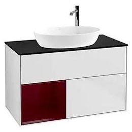 Villeroy & Boch Villeroy und Boch Finion Waschtischunterschrank G892HBMT 100cm, Abdeckplatte black matt, Emotion, Regale Peony matt lacquer, White matt lacquer