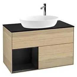 Villeroy & Boch Villeroy und Boch Finion Waschtischunterschrank G892PDPC 100cm, Abdeckplatte black matt, Emotion, Regale Black matt lacquer, Oak Veneer