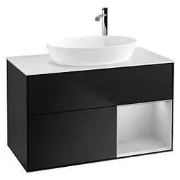 Villeroy & Boch Villeroy und Boch Finion Waschtischunterschrank G901GJPD 100cm, Abdeckplatte white matt, Emotion, Regale Light grey matt lacquer, Black matt lacquer