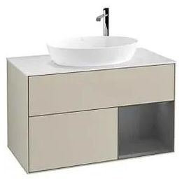 Villeroy & Boch Villeroy und Boch Finion Waschtischunterschrank G901GKHH 100cm, Abdeckplatte white matt, Emotion, Regale Anthracite matt lacquer, Sand Matt Lacquer