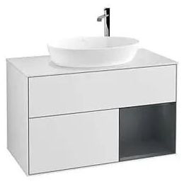 Villeroy & Boch Villeroy und Boch Finion Waschtischunterschrank G901HGMT 100cm, Abdeckplatte white matt, Emotion, Regale Midnight matt lacquer, White matt lacquer