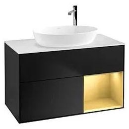 Villeroy & Boch Villeroy und Boch Finion Waschtischunterschrank G901HFPD 100cm, Abdeckplatte white matt, Emotion, Regale Gold matt lacquer, Black matt lacquer