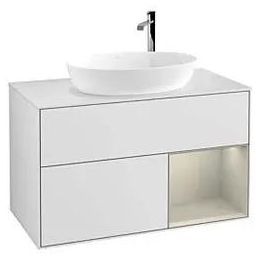 Villeroy & Boch Villeroy und Boch Finion Waschtischunterschrank G901HHMT 100cm, Abdeckplatte white matt, Emotion, Regale sand matt lacquer, White matt lacquer