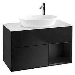 Villeroy & Boch Villeroy und Boch Finion Waschtischunterschrank G901PDPD 100cm, Abdeckplatte white matt, Emotion, Regale Black matt lacquer, Black matt lacquer