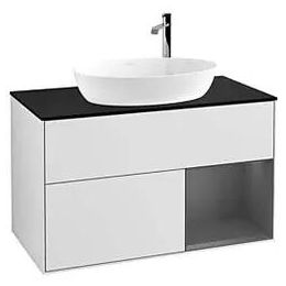 Villeroy & Boch Villeroy und Boch Finion Waschtischunterschrank G902GKMT 100cm, Abdeckplatte black matt, Emotion, Regale Anthracite matt lacquer, White matt lacquer