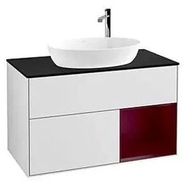 Villeroy & Boch Villeroy und Boch Finion Waschtischunterschrank G902HBMT 100cm, Abdeckplatte black matt, Emotion, Regale Peony matt lacquer, White matt lacquer