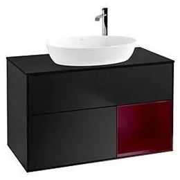 Villeroy & Boch Villeroy und Boch Finion Waschtischunterschrank G902HBPD 100cm, Abdeckplatte black matt, Emotion, Regale Peony matt lacquer, Black matt lacquer