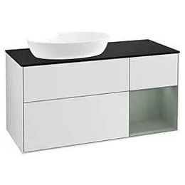 Villeroy & Boch Villeroy und Boch Finion Waschtischunterschrank FA52GMMT 120cm, Abdeckplatte black matt, Regale Olive matt lacquer, White matt lacquer