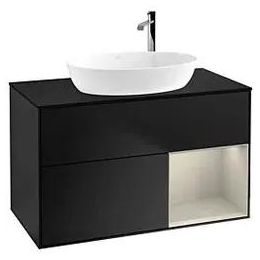 Villeroy & Boch Villeroy und Boch Finion Waschtischunterschrank G902HHPD 100cm, Abdeckplatte black matt, Emotion, Regale sand matt lacquer, Black matt lacquer