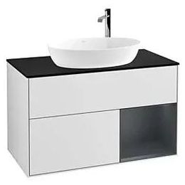 Villeroy & Boch Villeroy und Boch Finion Waschtischunterschrank G902HGMT 100cm, Abdeckplatte black matt, Emotion, Regale Midnight matt lacquer, White matt lacquer