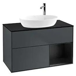 Villeroy & Boch Villeroy und Boch Finion Waschtischunterschrank G902PDHG 100cm, Abdeckplatte black matt, Emotion, Regale Black matt lacquer, Midnight Blue Matt Lacquer