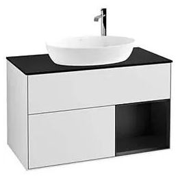 Villeroy & Boch Villeroy und Boch Finion Waschtischunterschrank G902PDMT 100cm, Abdeckplatte black matt, Emotion, Regale Black matt lacquer, White matt lacquer