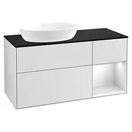 Villeroy & Boch Villeroy und Boch Finion Waschtischunterschrank FA52MTMT 120cm, Abdeckplatte black matt, Regale White matt lacquer, White matt lacquer