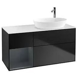 Villeroy & Boch Villeroy und Boch Finion Waschtischunterschrank G921HGPD 120cm, Abdeckplatte white matt, Emotion, Regale Midnight matt lacquer, Black matt lacquer