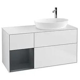 Villeroy & Boch Villeroy und Boch Finion Waschtischunterschrank G921HGMT 120cm, Abdeckplatte white matt, Emotion, Regale Midnight matt lacquer, White matt lacquer