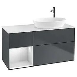 Villeroy & Boch Villeroy und Boch Finion Waschtischunterschrank G921MTHG 120cm, Abdeckplatte white matt, Emotion, Regale White matt lacquer, Midnight Blue Matt Lacquer