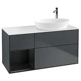 Villeroy & Boch Villeroy und Boch Finion Waschtischunterschrank G921PDHG 120cm, Abdeckplatte white matt, Emotion, Regale Black matt lacquer, Midnight Blue Matt Lacquer