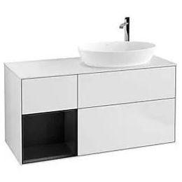 Villeroy & Boch Villeroy und Boch Finion Waschtischunterschrank G921PDMT 120cm, Abdeckplatte white matt, Emotion, Regale Black matt lacquer, White matt lacquer