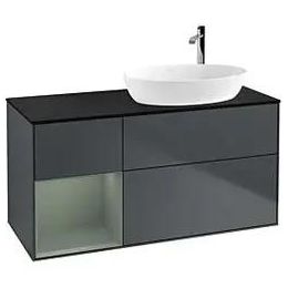 Villeroy & Boch Villeroy und Boch Finion Waschtischunterschrank G922GMHG 120cm, Abdeckplatte black matt, Emotion, Regale Olive matt lacquer, Midnight Blue Matt Lacquer