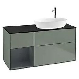 Villeroy & Boch Villeroy und Boch Finion Waschtischunterschrank G922HGGM 120cm, Abdeckplatte black matt, Emotion, Regale Midnight matt lacquer, Olive Matt Lacquer