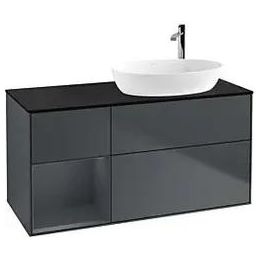 Villeroy & Boch Villeroy und Boch Finion Waschtischunterschrank G922HGHG 120cm, Abdeckplatte black matt, Emotion, Regale Midnight matt lacquer, Midnight Blue Matt Lacquer