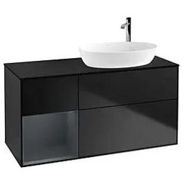 Villeroy & Boch Villeroy und Boch Finion Waschtischunterschrank G922HGPD 120cm, Abdeckplatte black matt, Emotion, Regale Midnight matt lacquer, Black matt lacquer