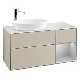 Villeroy & Boch Villeroy und Boch Finion Waschtischunterschrank G931GJHH 120cm, Abdeckplatte white matt, Emotion, Regale Light grey matt lacquer, Sand Matt Lacquer