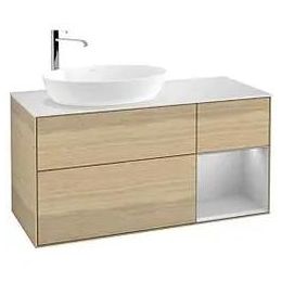 Villeroy & Boch Villeroy und Boch Finion Waschtischunterschrank G931GJPC 120cm, Abdeckplatte white matt, Emotion, Regale Light grey matt lacquer, Oak Veneer