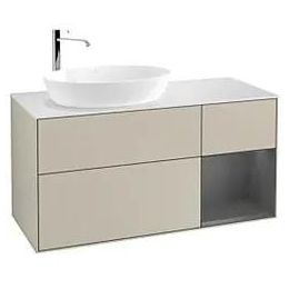 Villeroy & Boch Villeroy und Boch Finion Waschtischunterschrank G931GKHH 120cm, Abdeckplatte white matt, Emotion, Regale Anthracite matt lacquer, Sand Matt Lacquer