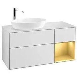 Villeroy & Boch Villeroy und Boch Finion Waschtischunterschrank G931HFMT 120cm, Abdeckplatte white matt, Emotion, Regale Gold matt lacquer, White matt lacquer