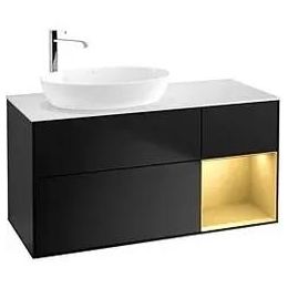 Villeroy & Boch Villeroy und Boch Finion Waschtischunterschrank G931HFPD 120cm, Abdeckplatte white matt, Emotion, Regale Gold matt lacquer, Black matt lacquer