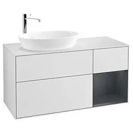 Villeroy & Boch Villeroy und Boch Finion Waschtischunterschrank G931HGMT 120cm, Abdeckplatte white matt, Emotion, Regale Midnight matt lacquer, White matt lacquer