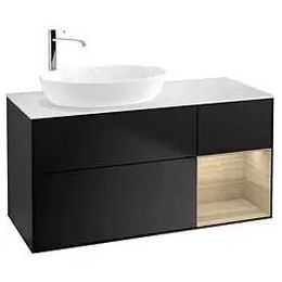 Villeroy & Boch Villeroy und Boch Finion Waschtischunterschrank G931PCPD 120cm, Abdeckplatte white matt, Emotion, Regale Oak Veneer, Black matt lacquer