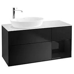 Villeroy & Boch Villeroy und Boch Finion Waschtischunterschrank G931PHPD 120cm, Abdeckplatte white matt, Emotion, Regale Glossy black lacquer, Black matt lacquer