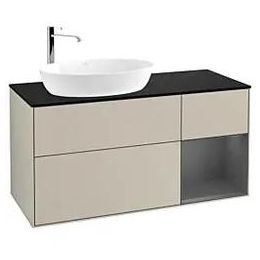 Villeroy & Boch Villeroy und Boch Finion Waschtischunterschrank G932GKHH 120cm, Abdeckplatte black matt, Emotion, Regale Anthracite matt lacquer, Sand Matt Lacquer