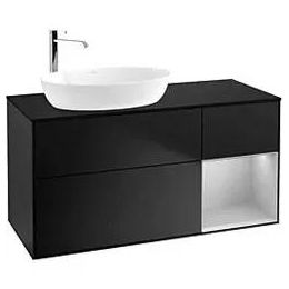 Villeroy & Boch Villeroy und Boch Finion Waschtischunterschrank G932GJPD 120cm, Abdeckplatte black matt, Emotion, Regale Light grey matt lacquer, Black matt lacquer