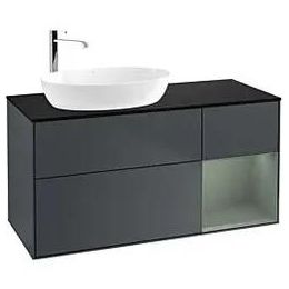 Villeroy & Boch Villeroy und Boch Finion Waschtischunterschrank G932GMHG 120cm, Abdeckplatte black matt, Emotion, Regale Olive matt lacquer, Midnight Blue Matt Lacquer