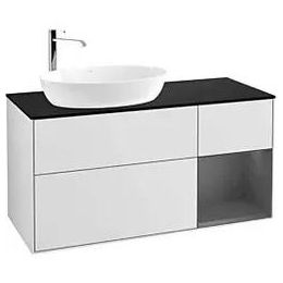 Villeroy & Boch Villeroy und Boch Finion Waschtischunterschrank G932GKMT 120cm, Abdeckplatte black matt, Emotion, Regale Anthracite matt lacquer, White matt lacquer