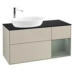 Villeroy & Boch Villeroy und Boch Finion Waschtischunterschrank G932GMHH 120cm, Abdeckplatte black matt, Emotion, Regale Olive matt lacquer, Sand Matt Lacquer